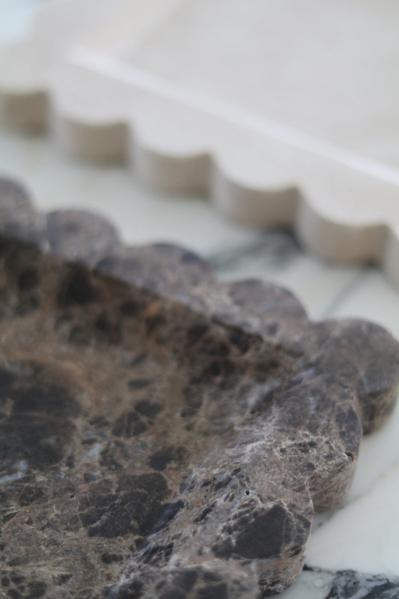 Marble Collection - Scallop Marble Tray (2 Natural materials to choose ...